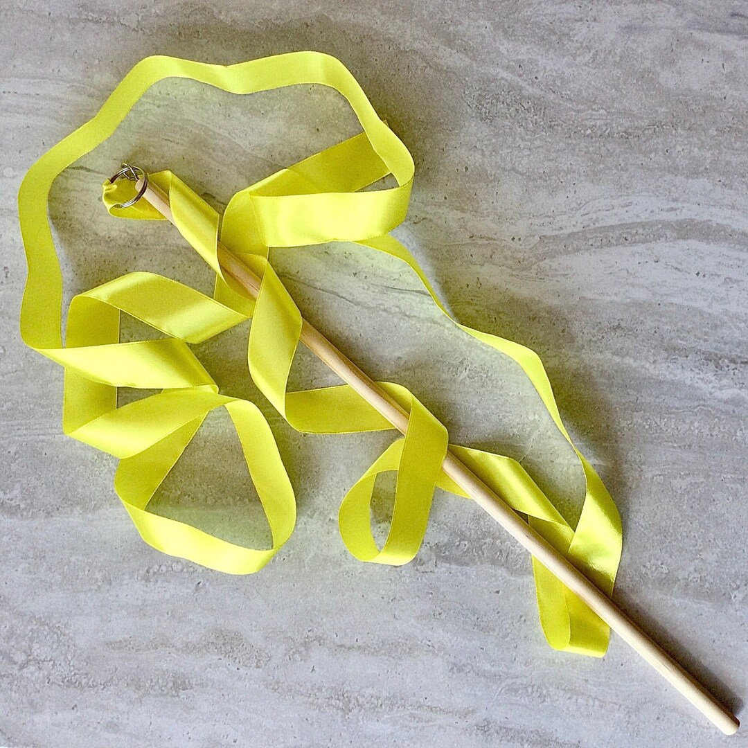 Yellow Satin Ribbon Wand: Long Wooden Handle, Dance & Gymnastics Gifts ...