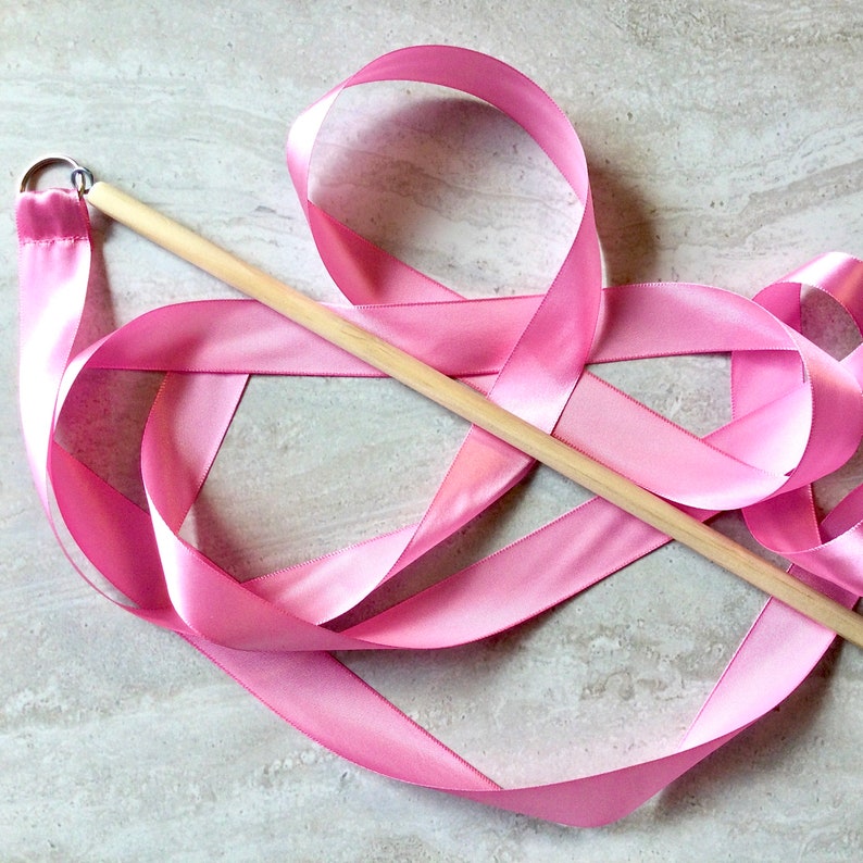 Light Pink Satin Ribbon Wand: Long Wooden Handle, Dance & Gymnastics ...