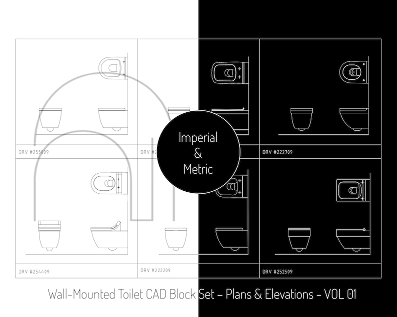 Wall-mounted Toilet CAD Block Set – Plans & Elevations – VOL 01 - Etsy