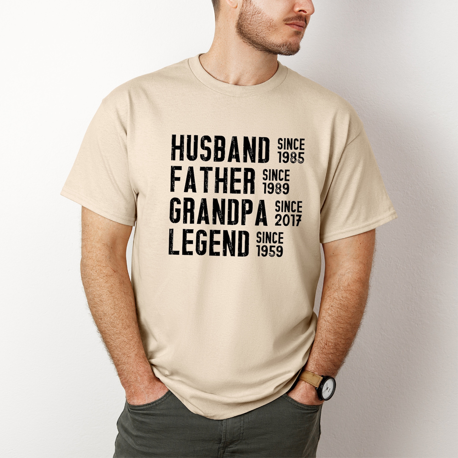 Custom 'husband Father Grandpa Legend' Shirt - Personalized Year Gift ...