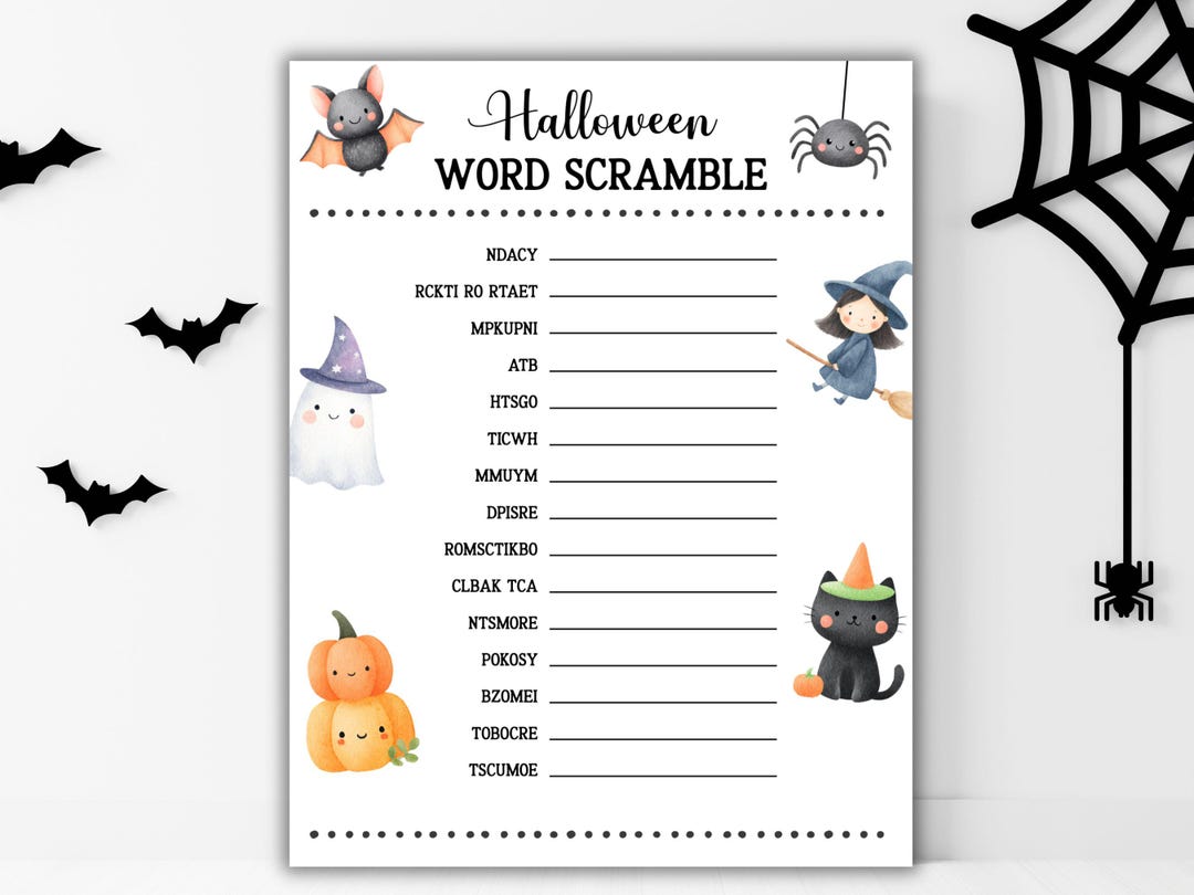 Halloween Word Scramble, Activity Sheet, Party Game, Instant Download ...