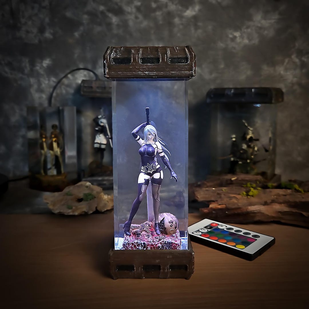 Nier Anime Resin LED Lamp – Cyber Warrior Girl, Gaming Desk Decor - Etsy