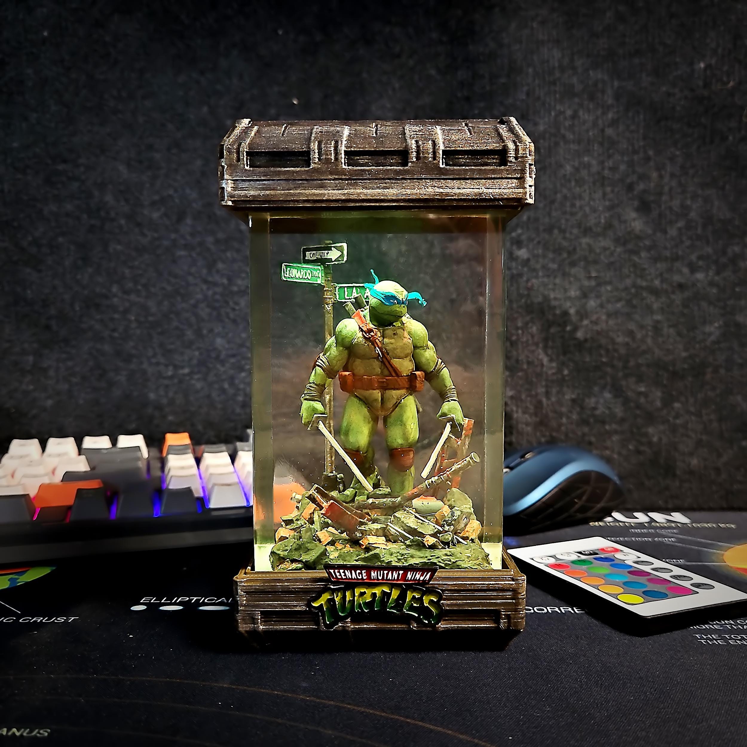 Handmade Ninja Turtle Diorama Lamp, RGB LED Gamer Desk Decor - Etsy
