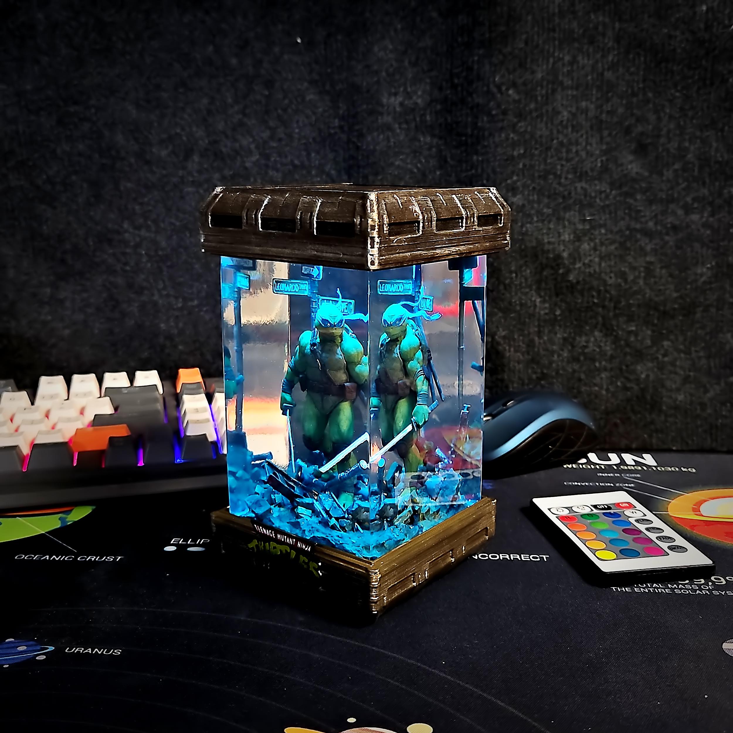 Handmade Ninja Turtle Diorama Lamp, RGB LED Gamer Desk Decor - Etsy