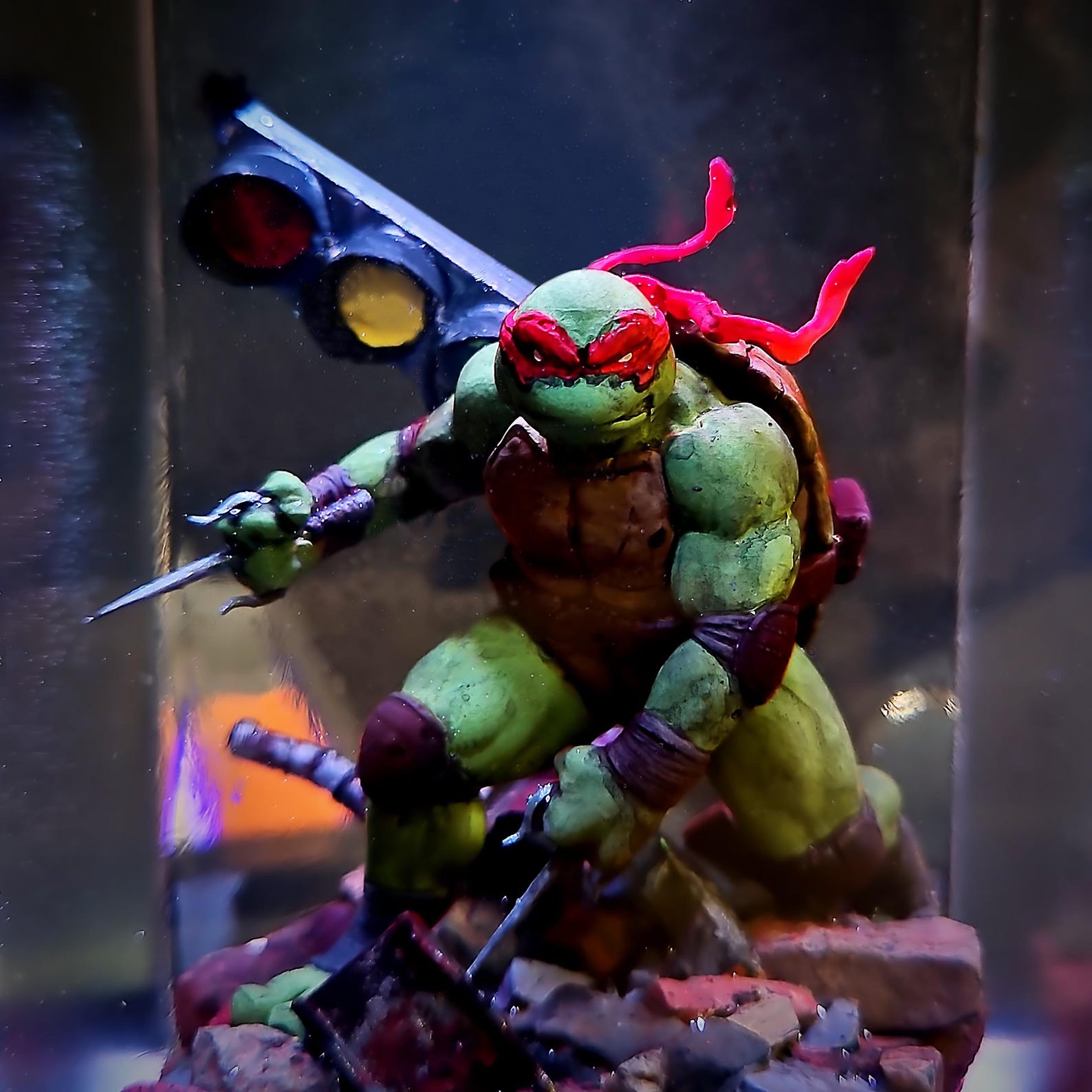Ninja Turtle Style Resin Lamp – LED Action Figure Night Light, Handmade ...