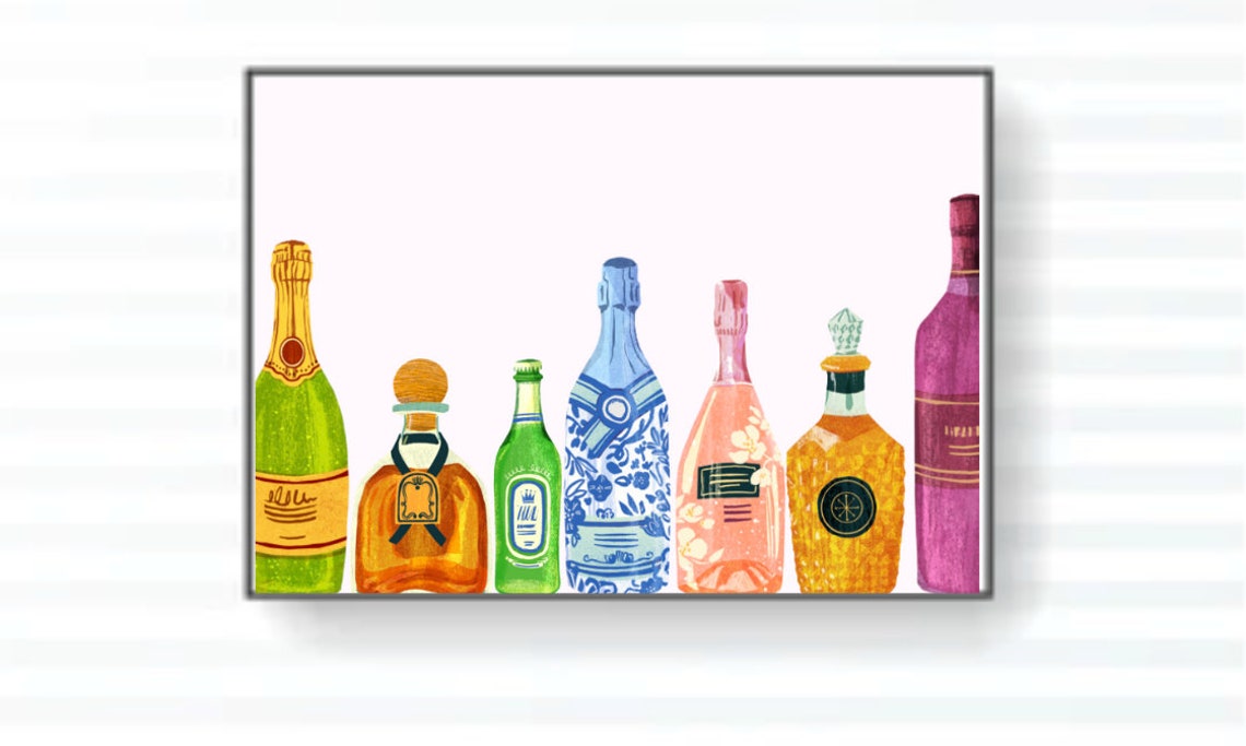 Alcohol Bottles Digital Print - Etsy