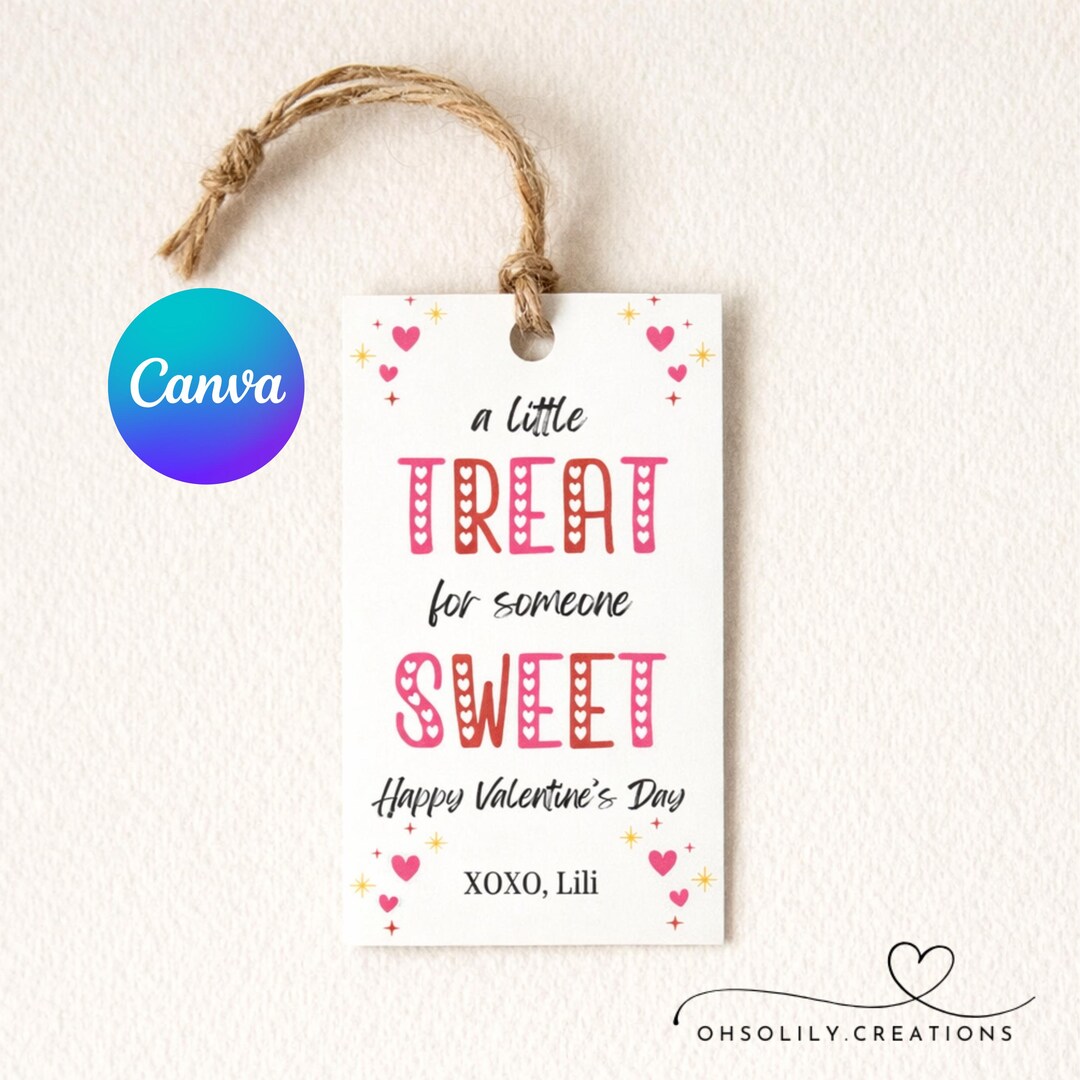 EDITABLE - Valentine's Day Gift Tag (2 X 3.5 Inches) - Instant Download ...