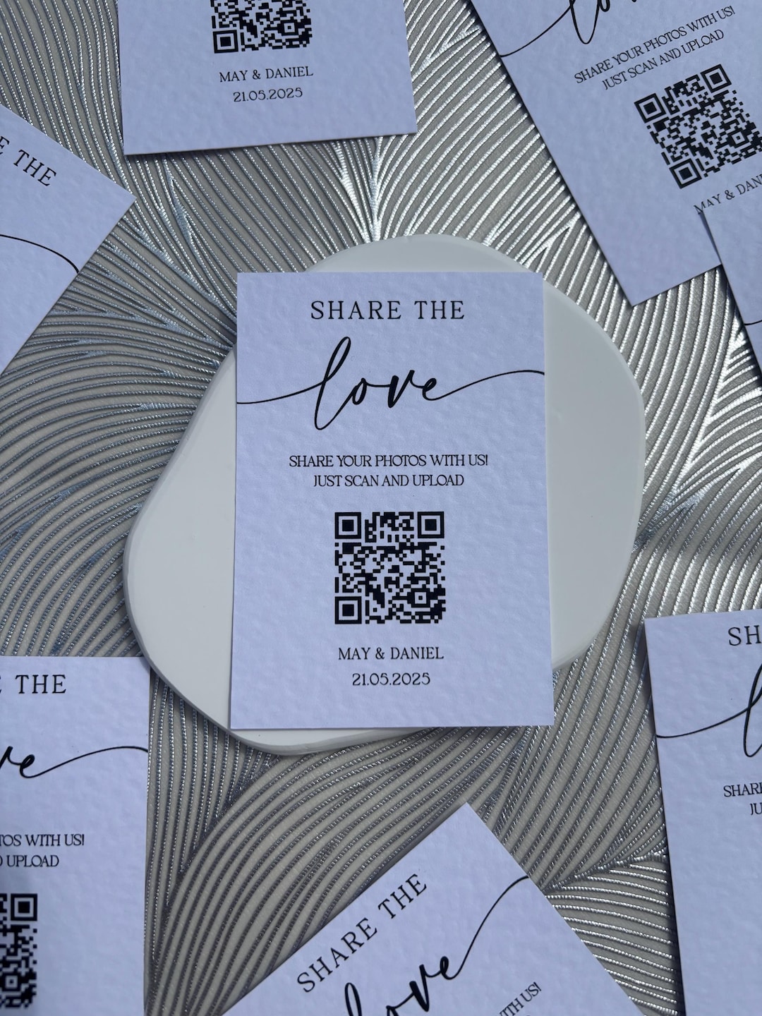 Wedding QR Code Photo Sharing Cards: Personalised Guest Upload Sign ...