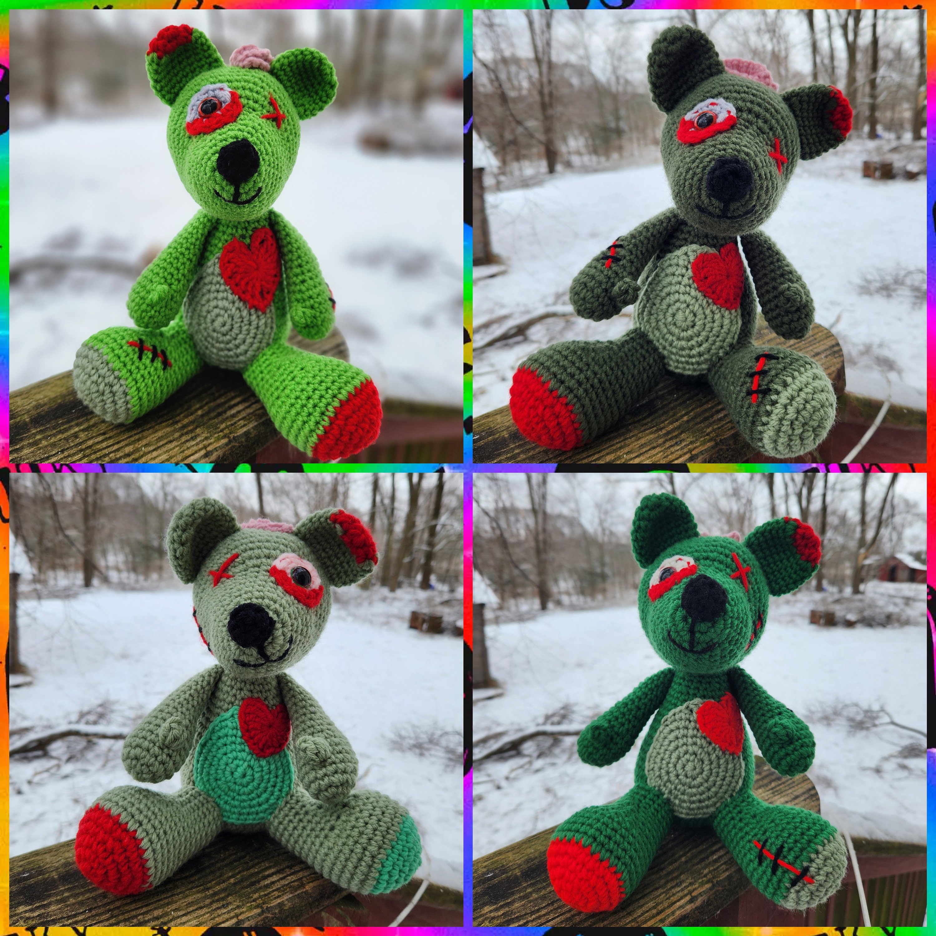 Zombear Buddy Handmade Crochet Amigurumi Zeddy Bear Stuffed Animal ...