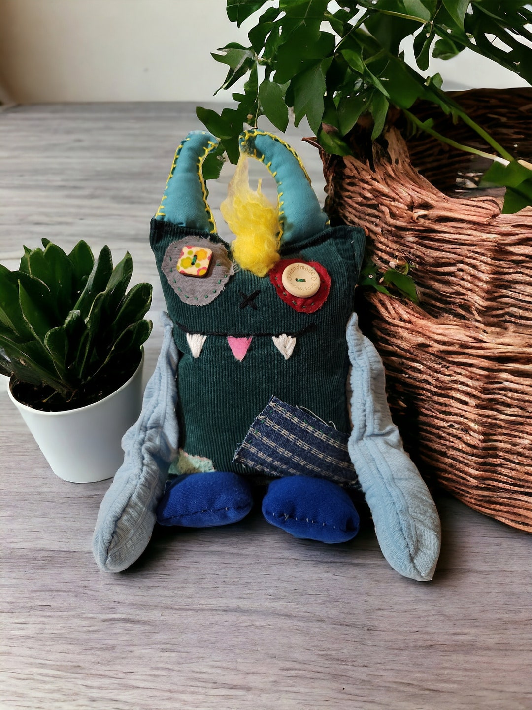 Corduroy Carl Handmade Art Monster Rag Doll Handsewn Unique OOAK - Etsy