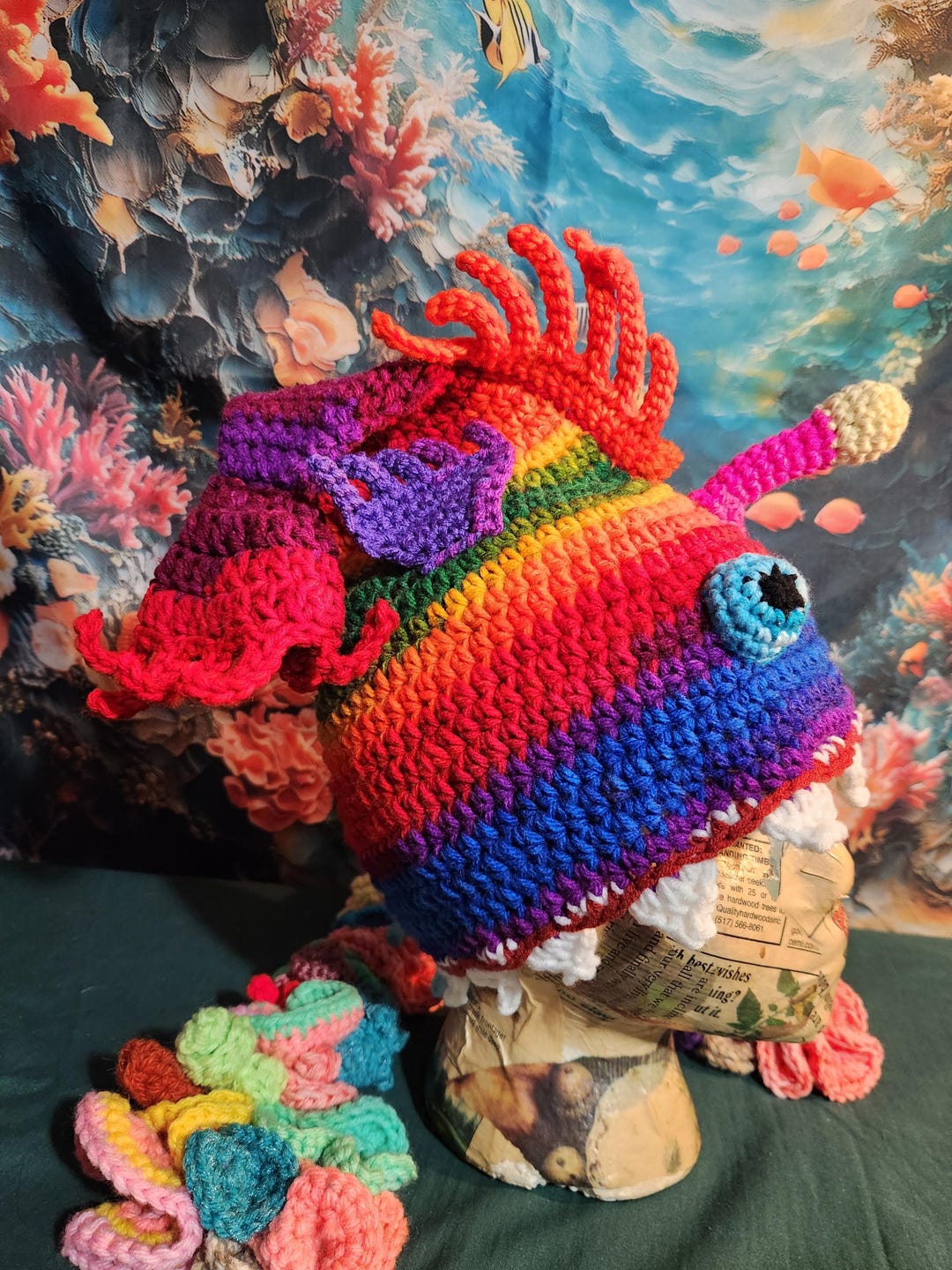 Brain Eater Monster Fish Long Tail Hat Fun Winter Headwear Unique - Etsy