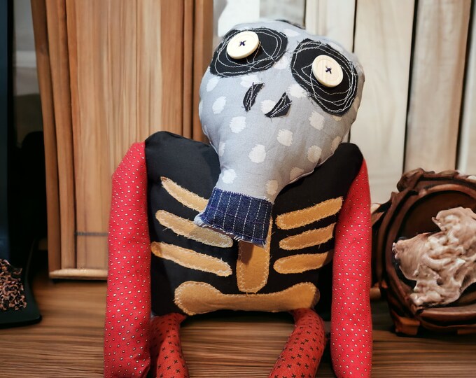 Rattlebones Reggie Handmade Skeleton Monster Art Rag Doll Handsewn ...