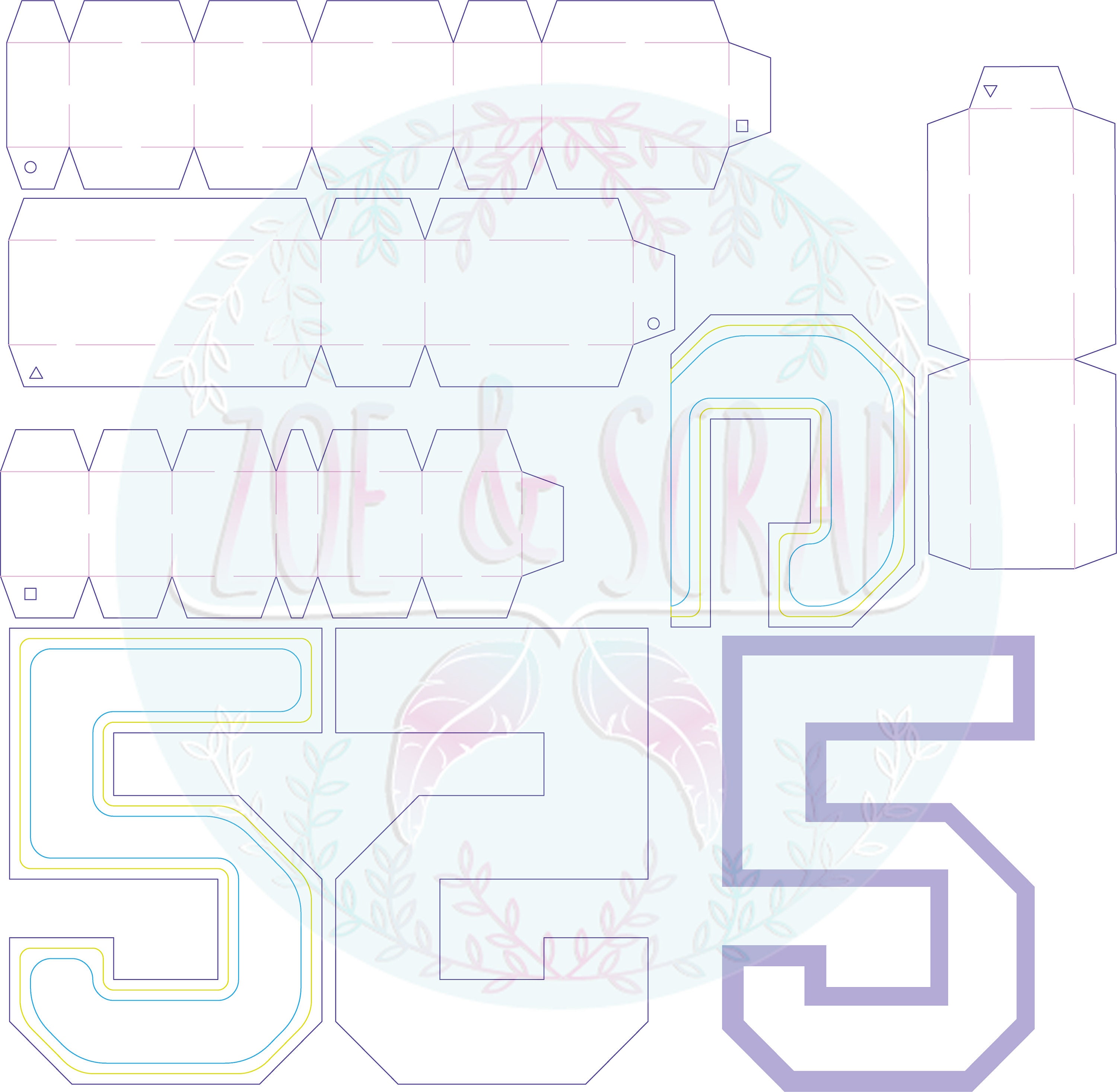 Número 5 en 3D archivo de corte PNG,SVG y EPS, comprimido en un archivo ...