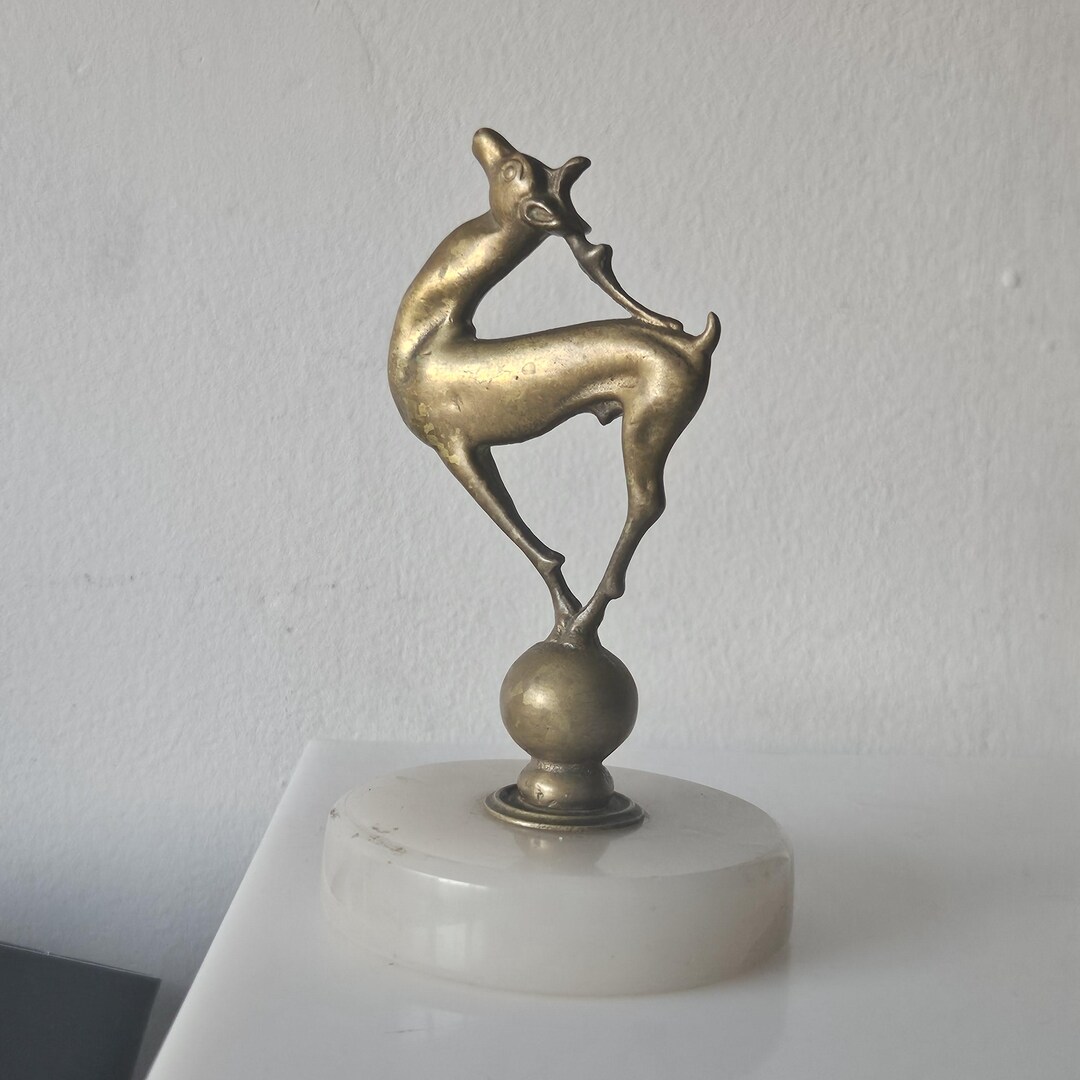 Original Art Deco Gilt Bronze Figural Antelope Ibex Sculpture on ...