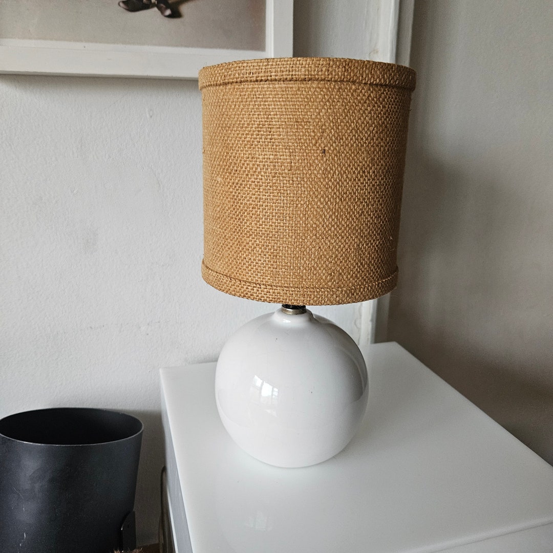 Vintage MCM White Glazed Ceramic Orb Sphere Side End Accent Bed Tble ...