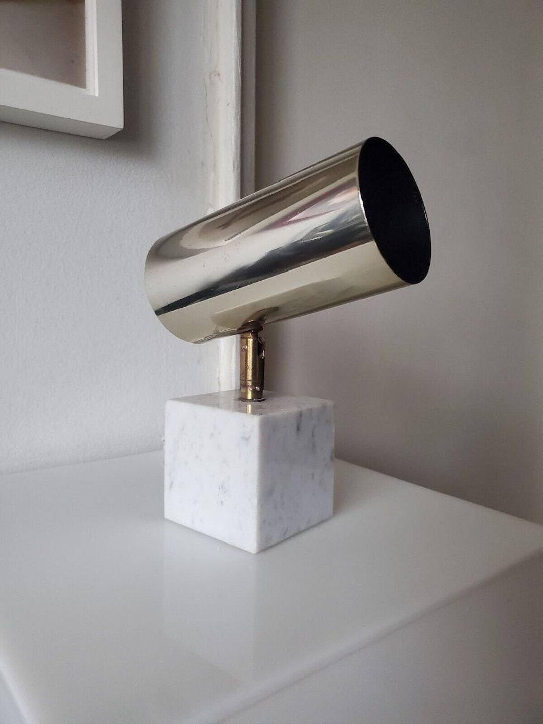 Vintage Modernist Neal Small for Koch & Lowy Marble + Brass Cylinder ...