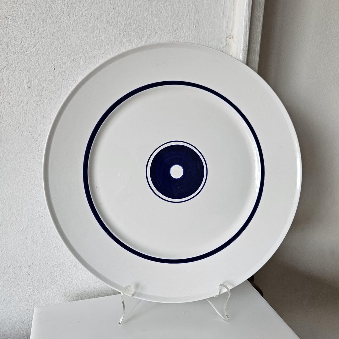 Vintage MIKASA Epiqure-one Blue Band & Circle 'ECHO' 13" Chop Plate ...