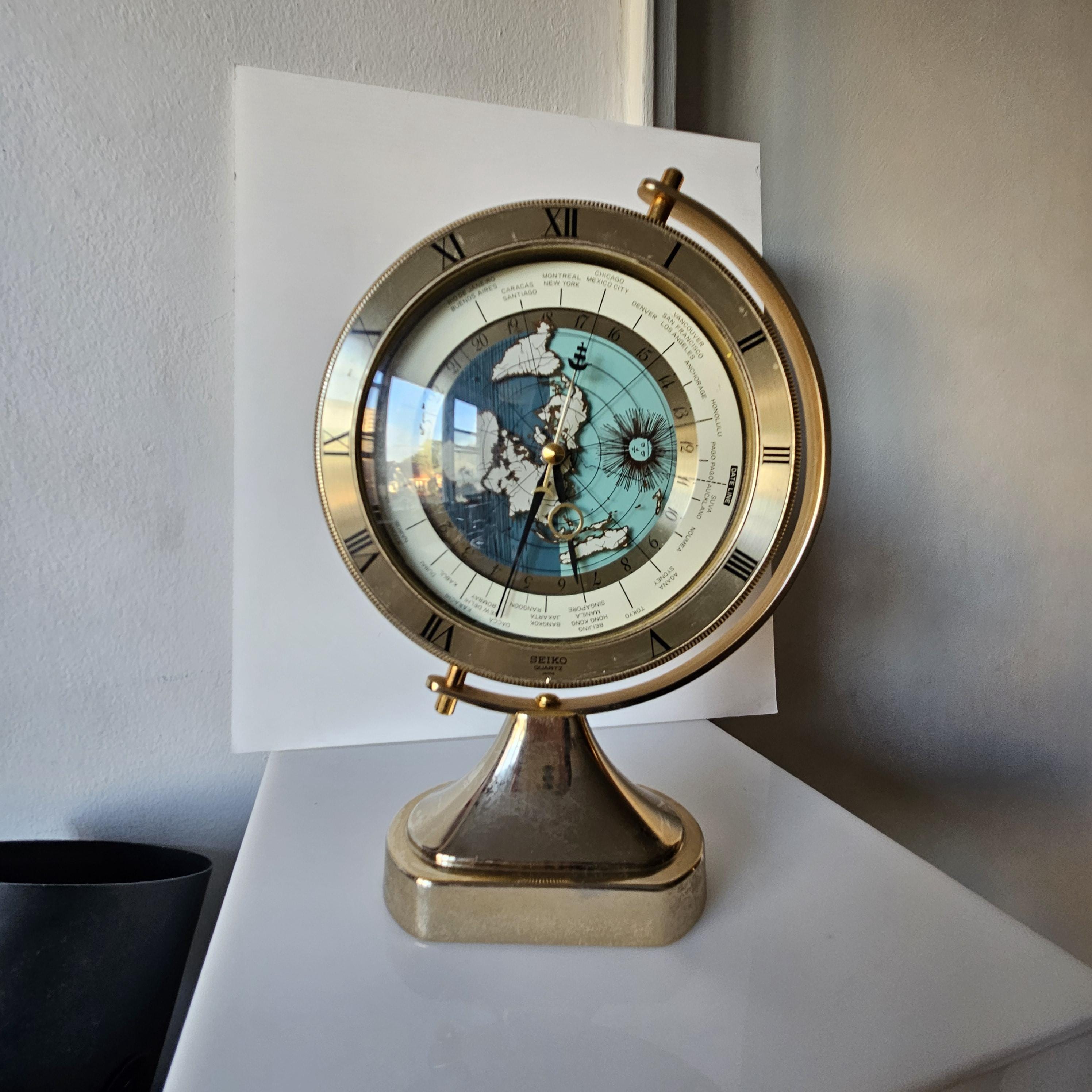 Vintage SEIKO Rotating Globe Quartz Table World Clock - Etsy