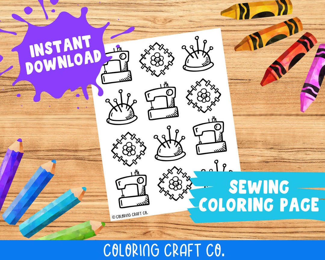 Sewing Coloring Page Printable Coloring Pages Sewing Craft - Etsy UK