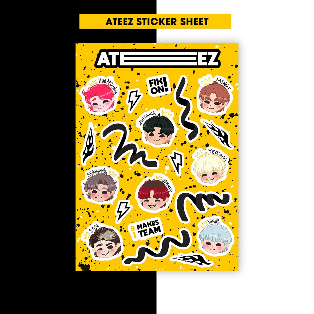 ATEEZ Sticker Sheet | Kpop Sticker Sheet | Kpop Sticker Set - Etsy