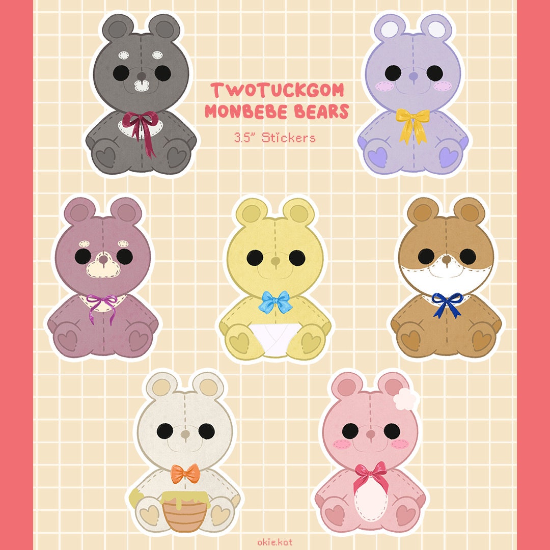 Twotuckgom Teddy Bear Stickers Monbebe Stickers - Etsy