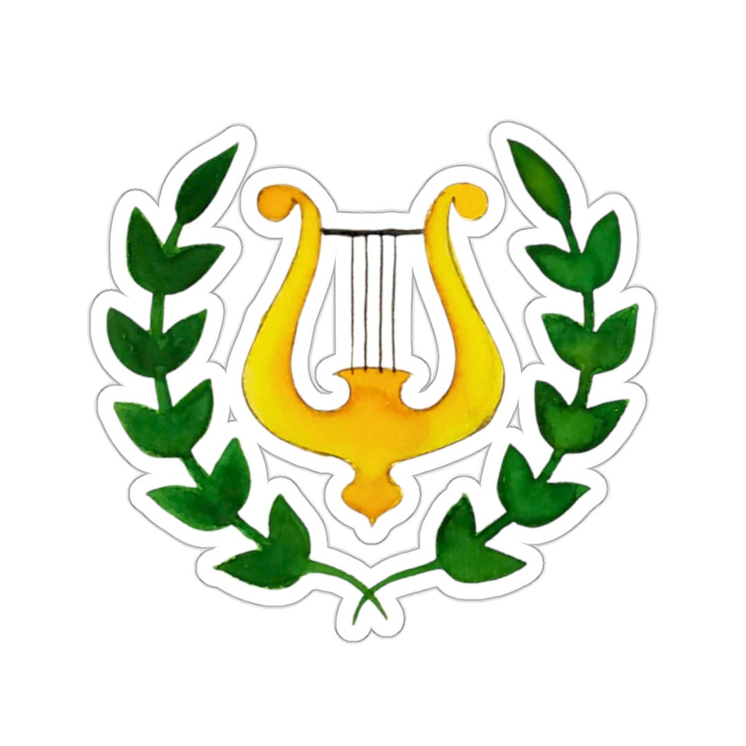 Apollon Symbol Lyre and Laurel Sticker - Greek God - Sun God - Apollo ...