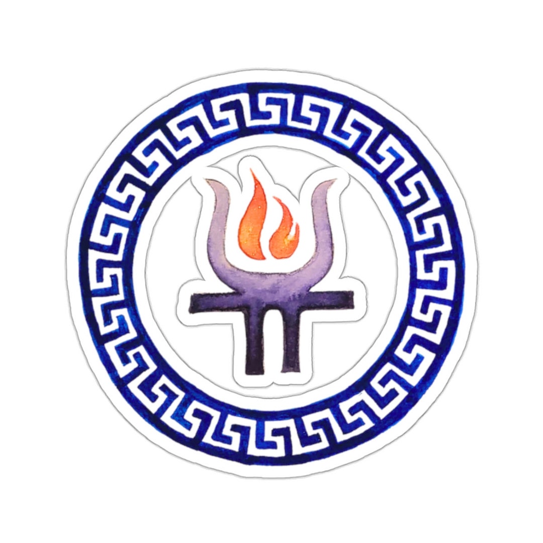 Hestia Symbol Hearth Fire and Greek Key Sticker - Greek Goddess ...