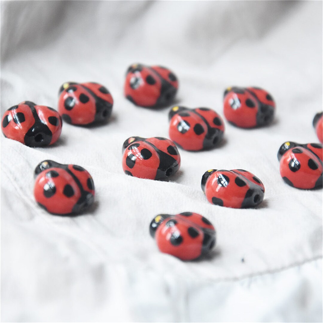 Ceramic Shaped Beads Porcelain Insect Beetle Porcelain Beads Hand ...