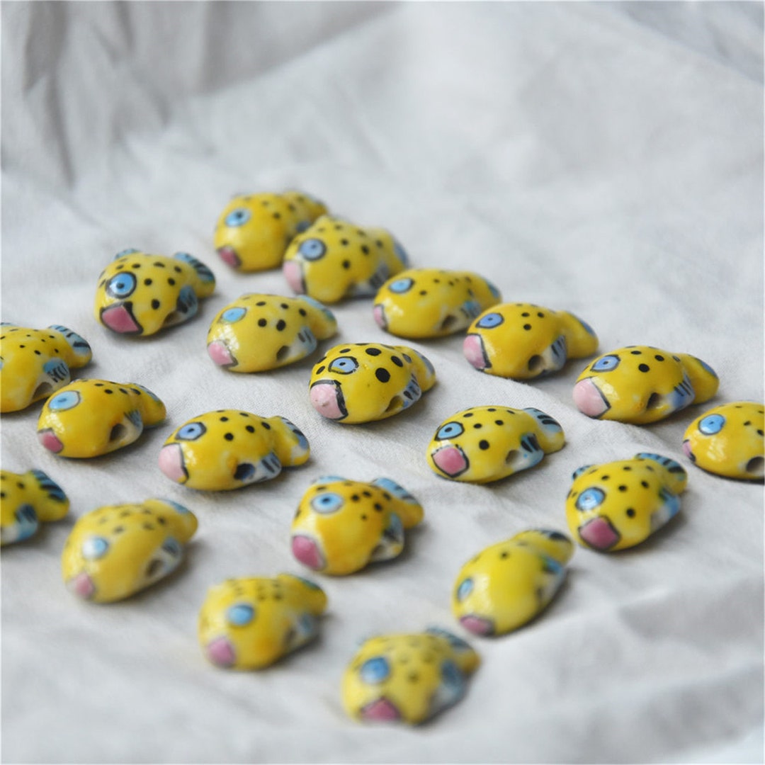 Hand Painted Ceramic Fish Marine Style Jewelry Porcelain Beads ...