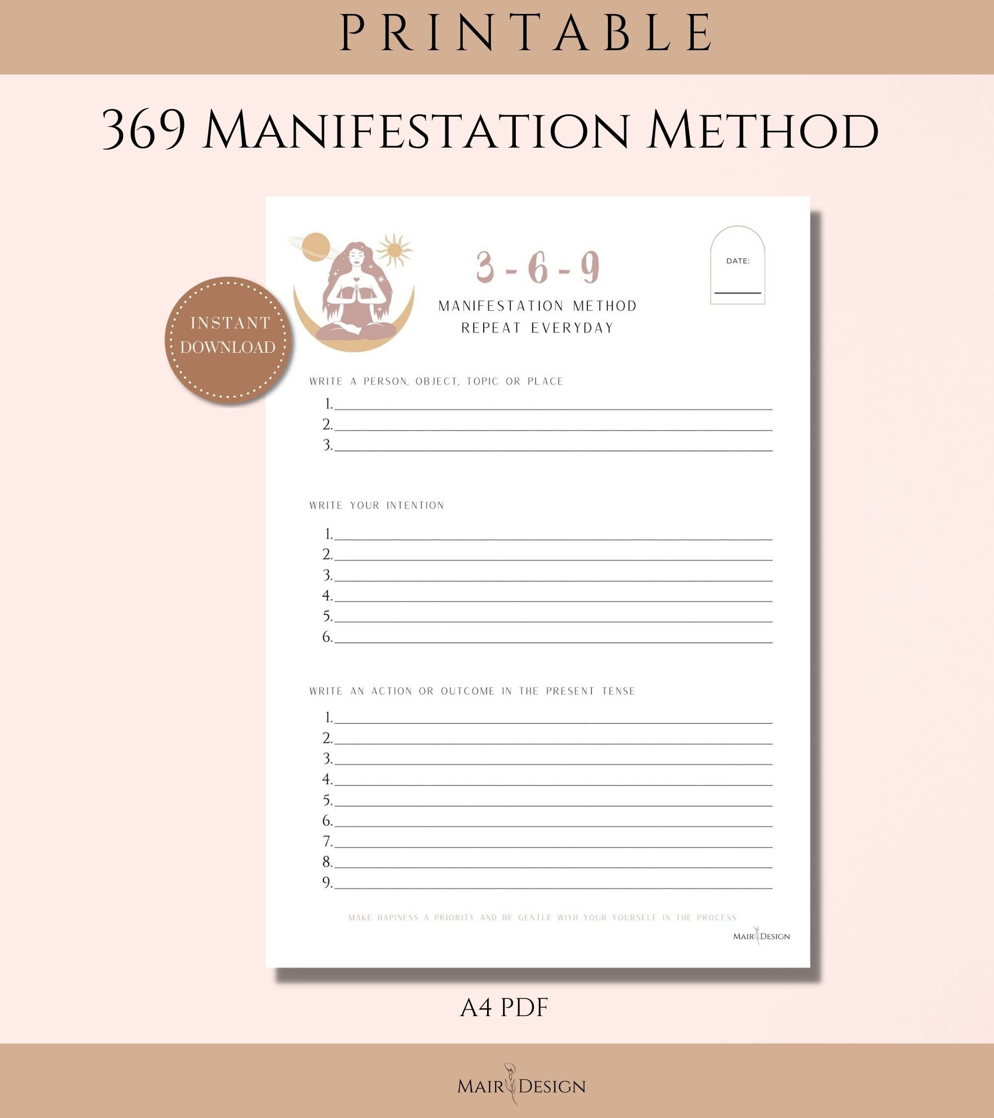 369 manifest Method 369 manifestation Method 369 manifest | Etsy