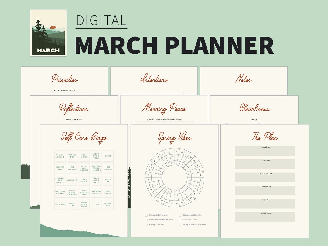 March Self Care Journal, Self Care Planner - Etsy