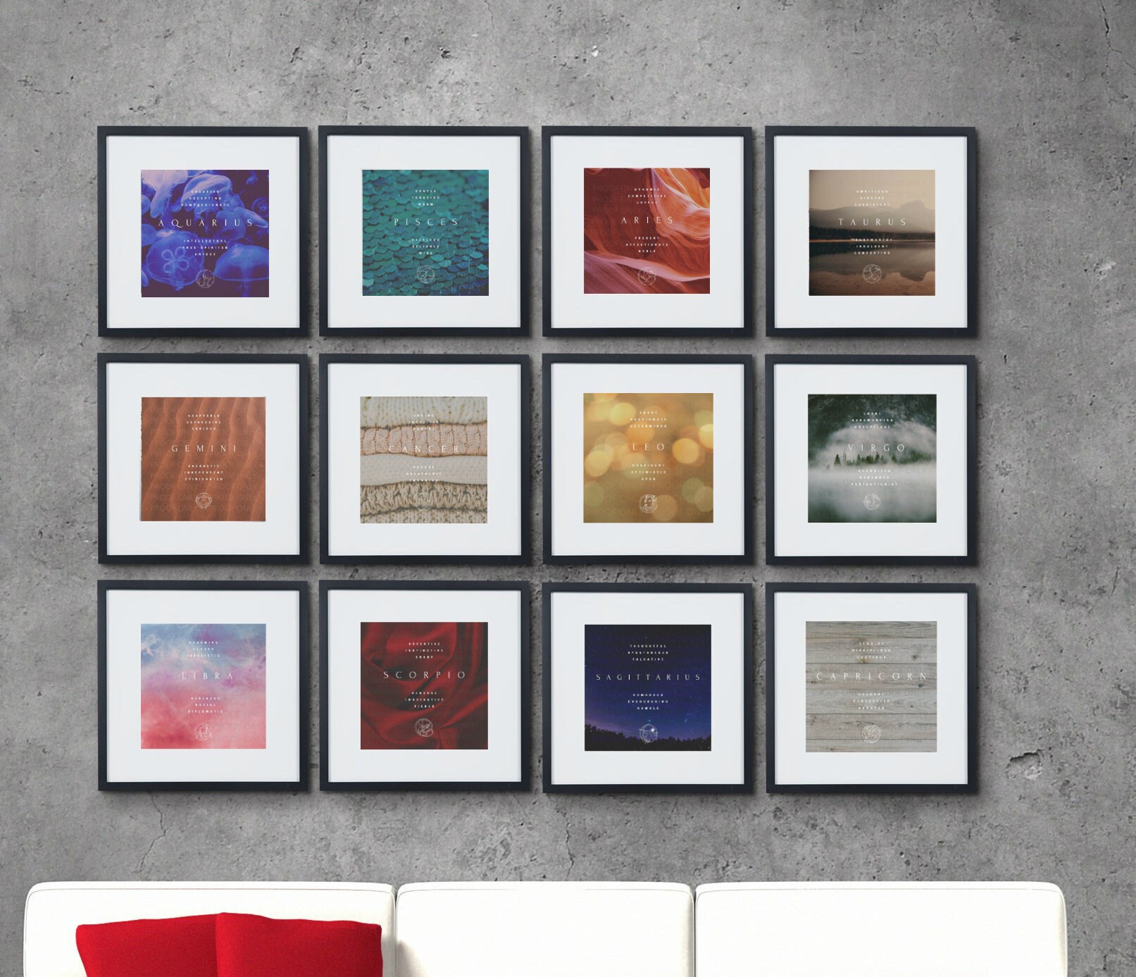 Zodiac Wall Art Beautiful Astrology Posters All 12 Signs | Etsy