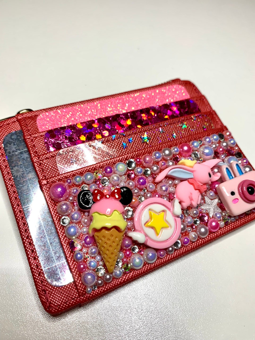 Pink Pigs Fly Magical Keychain Wallet // ID Holder Bling // Card Holder ...