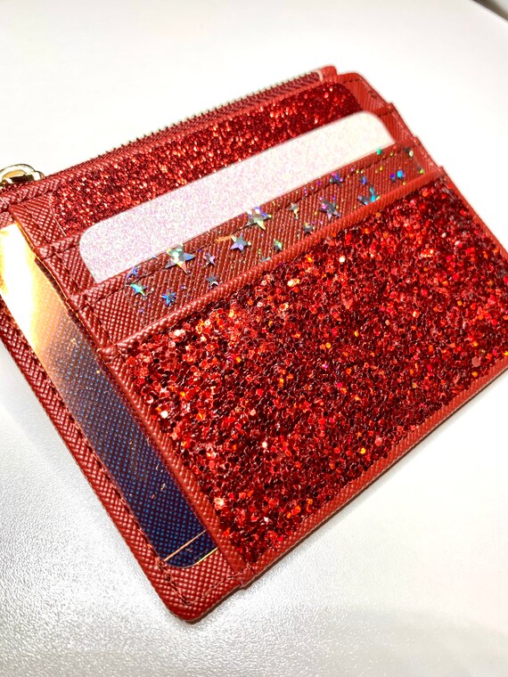 Red Glitter Keychain Wallet // ID Holder Bling // Card Holder | Etsy