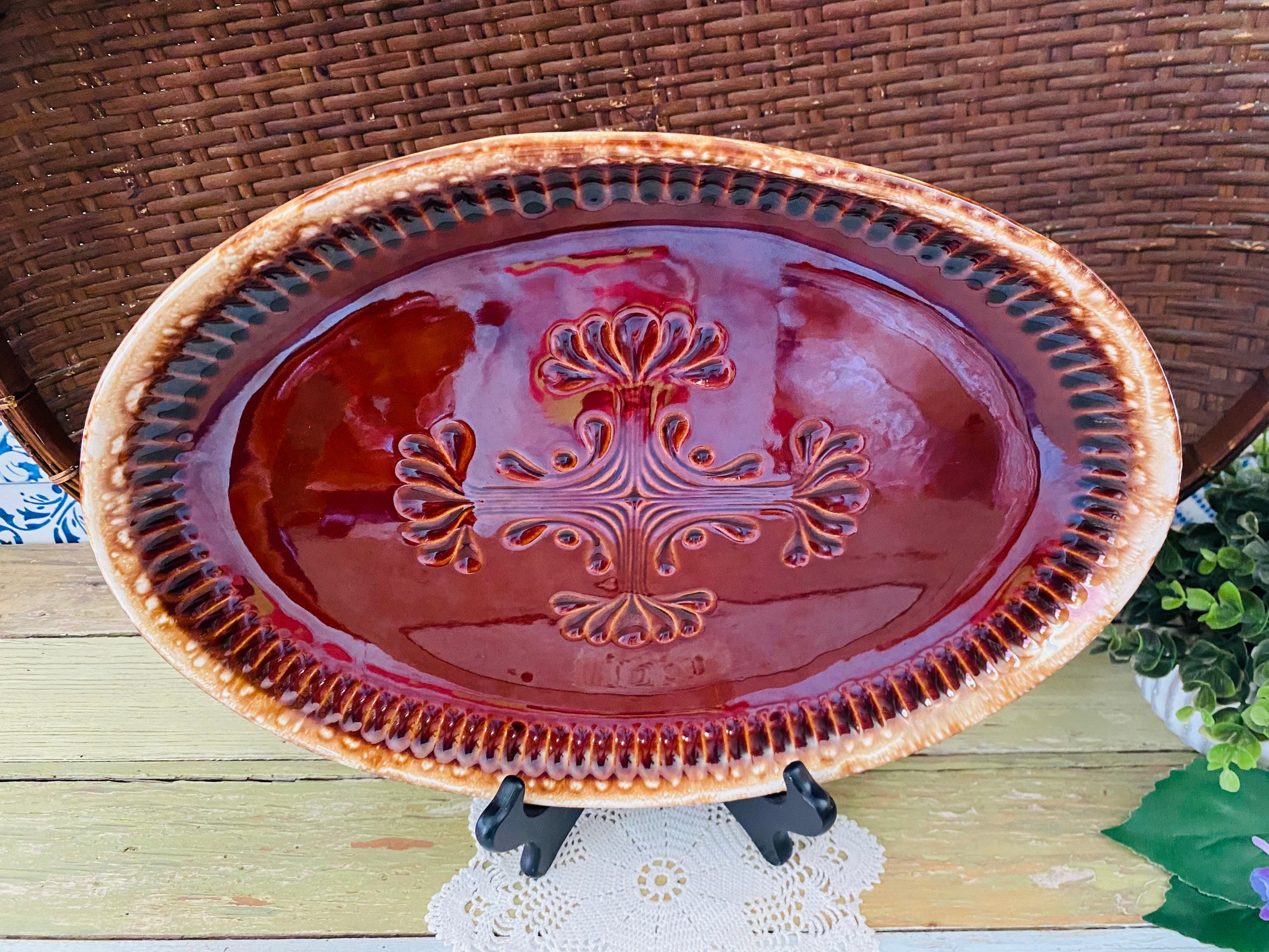 Mccoy 7062 USA Brown Drip Glazed Oval Platter - Etsy