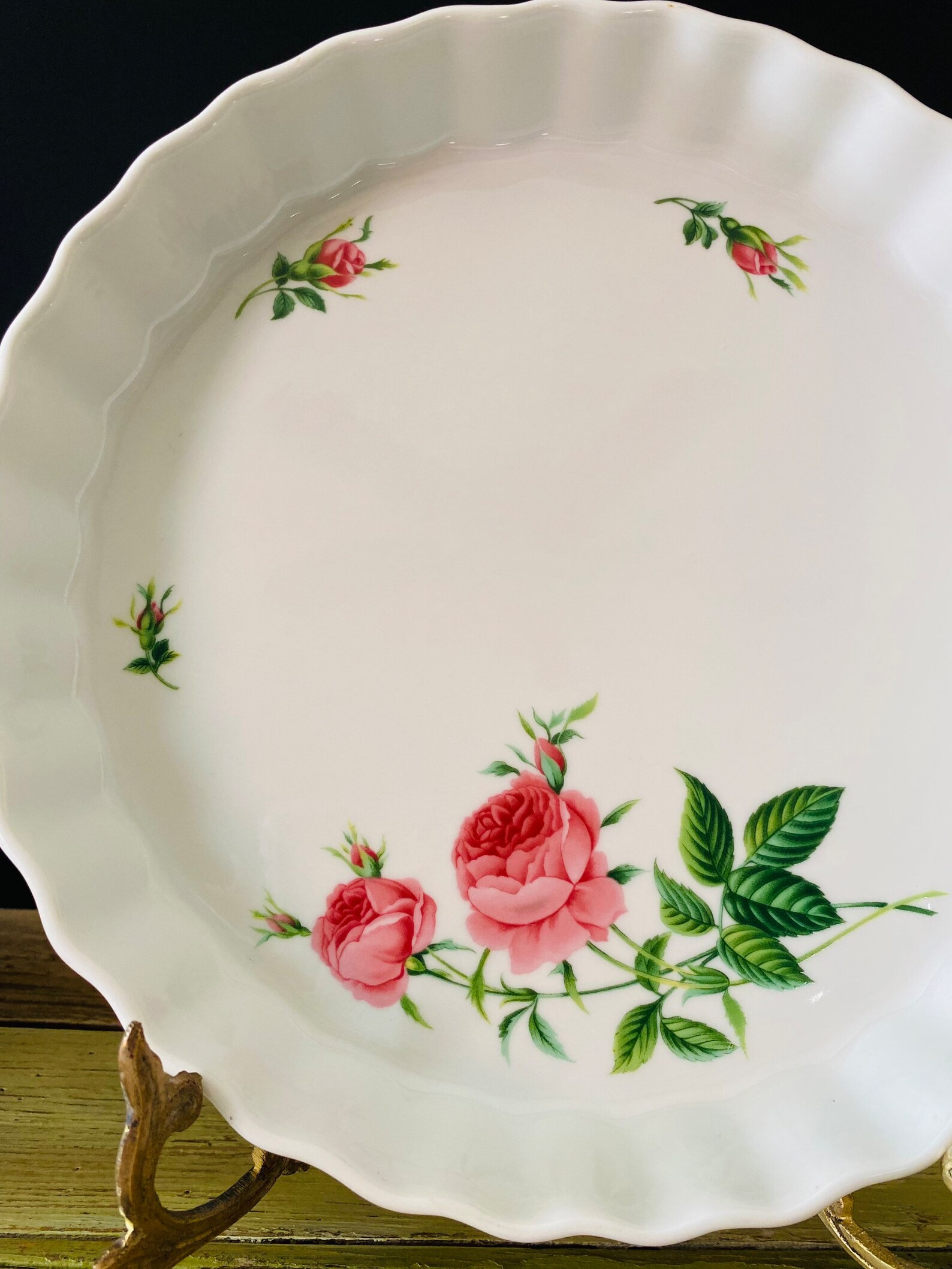 Christineholm Porcelain Rose Quiche Dish/ Pie Dish - Etsy