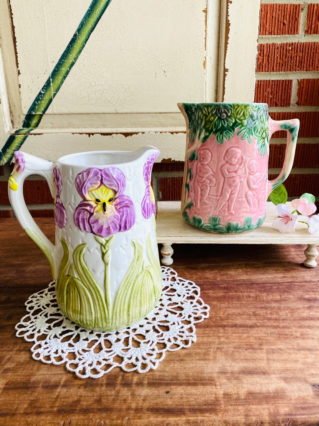 Majolica Hand Painted Pitchers - YOU PICK - Etsy