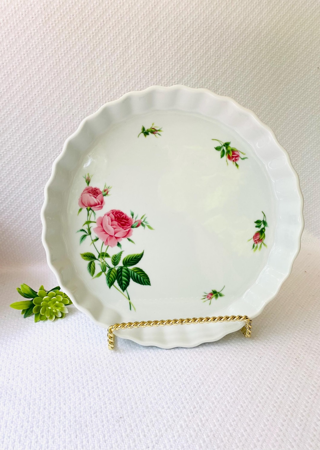 Christineholm Porcelain Rose Quiche Dish/ Pie Dish - Etsy