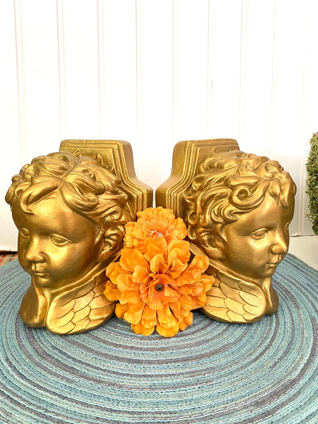 Pair of Antique Gold Cherub Bookends - Etsy