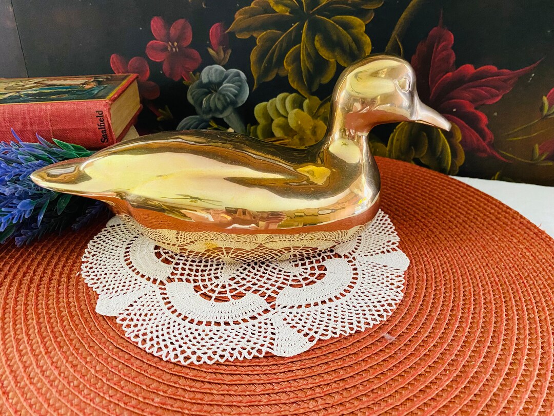 Large Solid Brass Duck Figurine/ Statue - Etsy