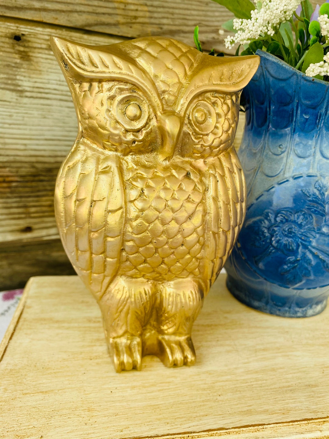 Large Brass Owl Statue - Etsy