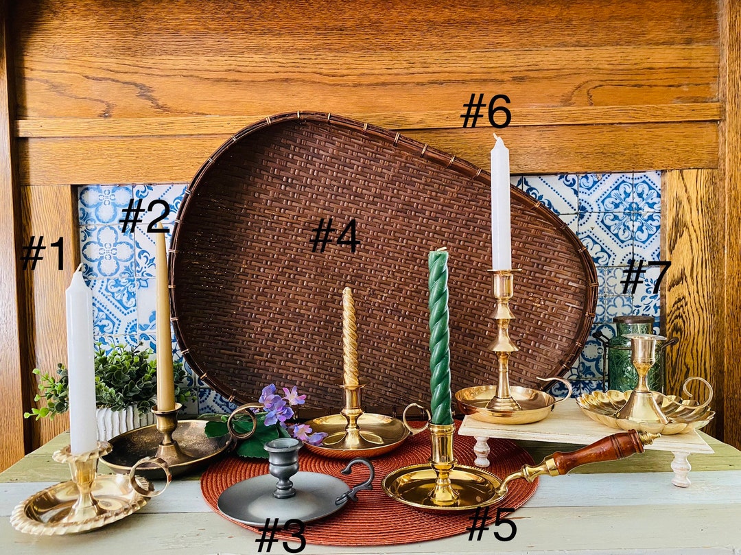 Large Vintage Brass Chamber Candlestick Holders - Etsy
