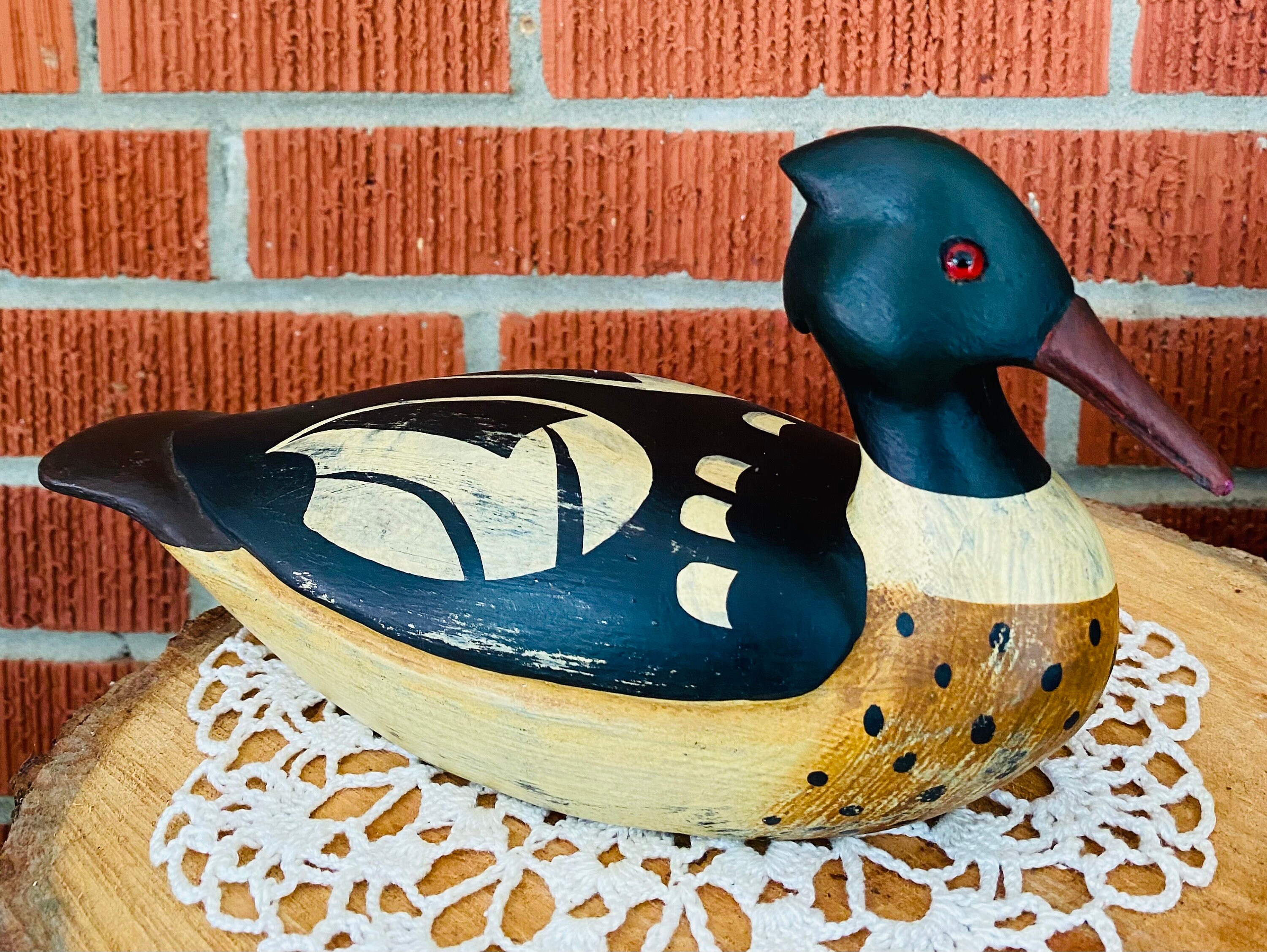 Wooden Hand Carved and Painted Merganser Duck by James Haddon - Etsy