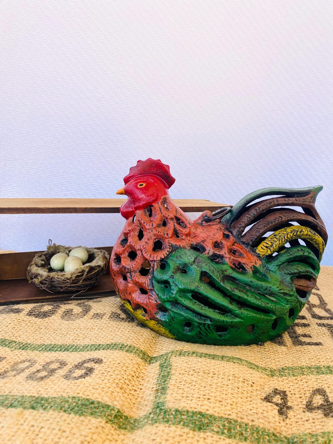 Large Cast Iron Chicken Lantern / Gardening Decor/ Patio Decor - Etsy