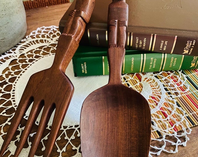 Wooden Handcarved Spoon & Fork Wall Decor / Kitchen Decor - Etsy