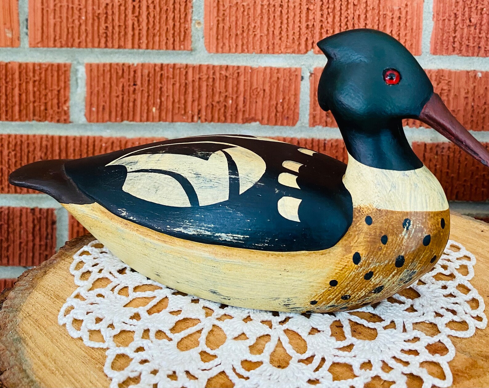 Wooden Hand Carved and Painted Merganser Duck by James Haddon - Etsy