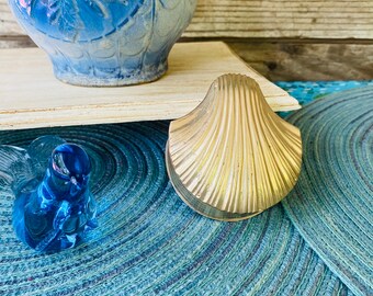Vintage Brass Shell Seashell Bowl Trinket Dish Seaside Beach Coastal ...