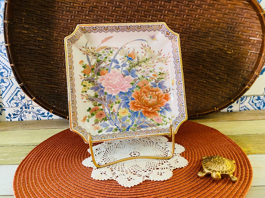 Vintage Japanese Square Floral Plate/ Dish - Etsy