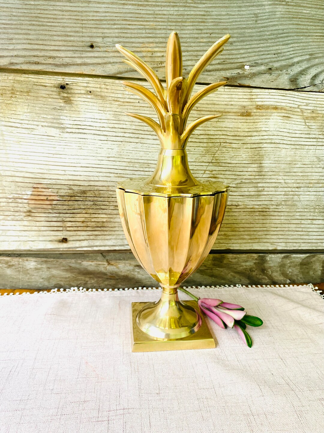 Vintage Brass Pineapple Container - Etsy