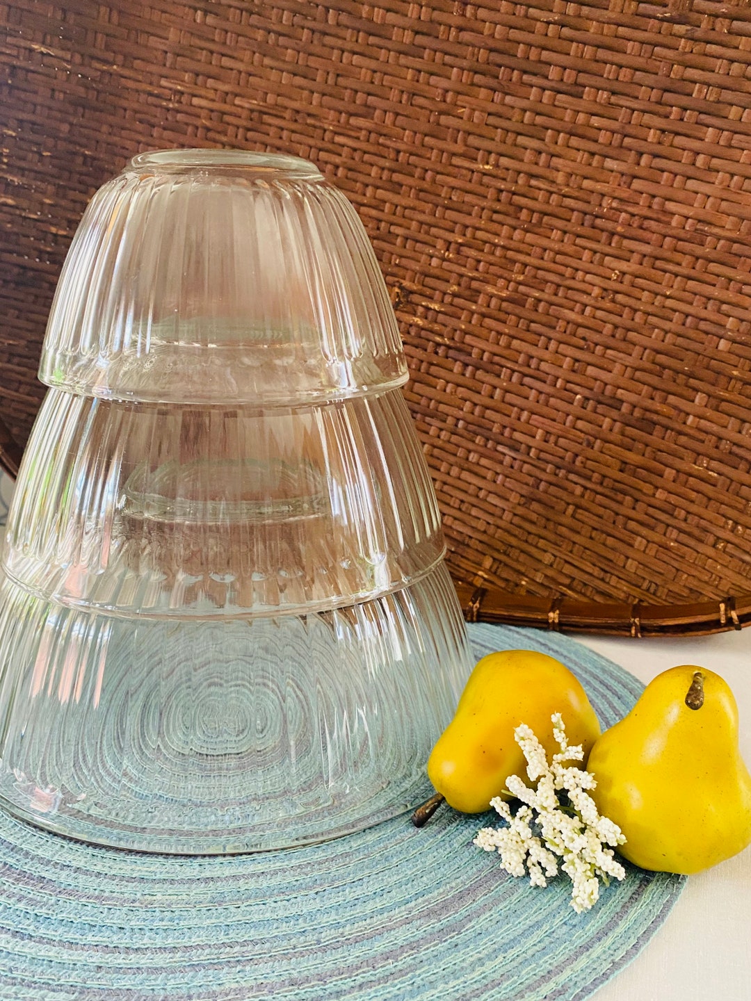 Set of 3 Clear Ribbed Pyrex Nesting Bowls Vintage - Etsy